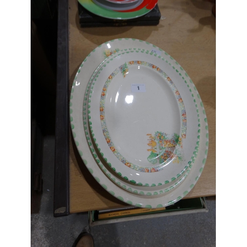 A Set Of Three Graduated Transfer Decorated Meat Plates
