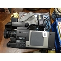 A Vintage Sony Video 8 Camera Model CCD-V100E, Together With Accessories