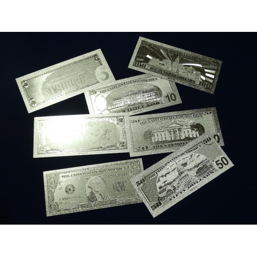 A Full Set Of Gold Plated American Dollar Notes