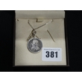 A Silver Shilling Coin In A Silver Mount & Chain