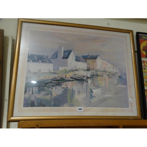 A Coloured Harbour Scene Print