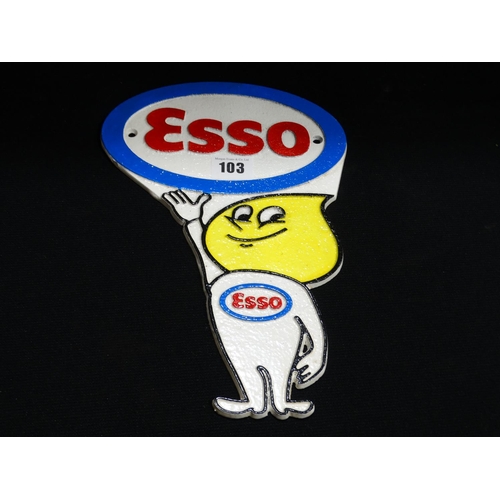 A Cast Iron Esso Oil Drip Boy Wall Plaque