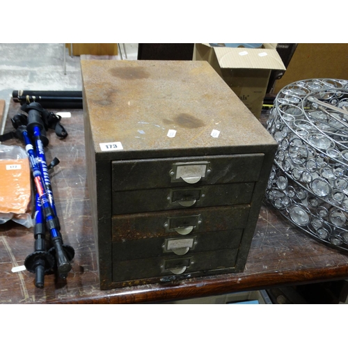 A Metal Five Drawer Index Cabinet