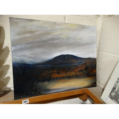 Elfyn Roberts, Oil On Canvas, North Wales View With Cader Idris, Signed