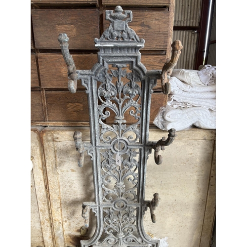 An Antique Cast Iron Hall Stand With Six Hook Top & Twin Stick Stand ...