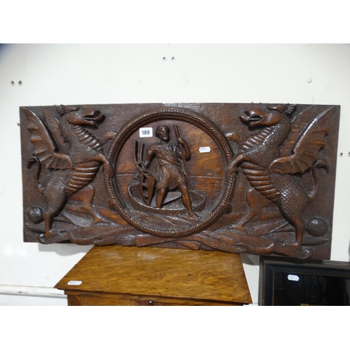 Folk Art, A Carved Oak Panel Showing A Central Figure Stepping From A ...