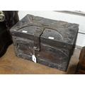 An Early Wooden & Iron Banded Church Collection Box, 13" Across, 8" High