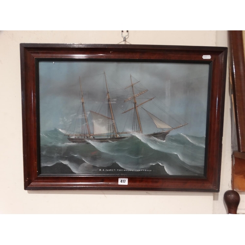 Marine School, Gouache Study Of The Sailship M.A James, Porthmadog ...