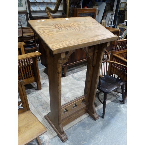 A Pitch Pine Gothic Style Lectern, 51" High