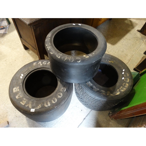 Three Goodyear & Other Racing Car Tyres