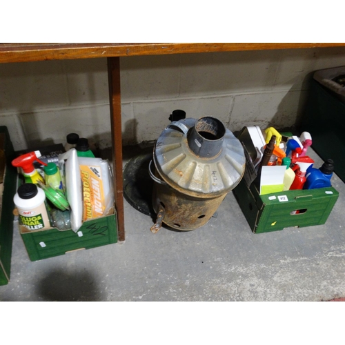 Two Boxes Of Household Cleaning Fluids Etc