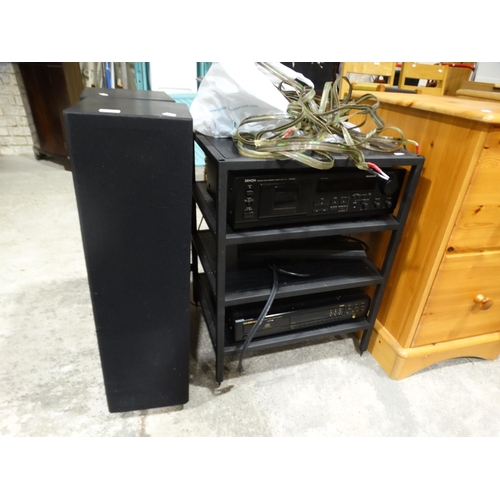 A Qty Of Denon Hi-Fi Separates, Together With A Pair Of Floor Speakers
