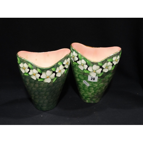 A Pair Of Maling Lustre Flower Vases