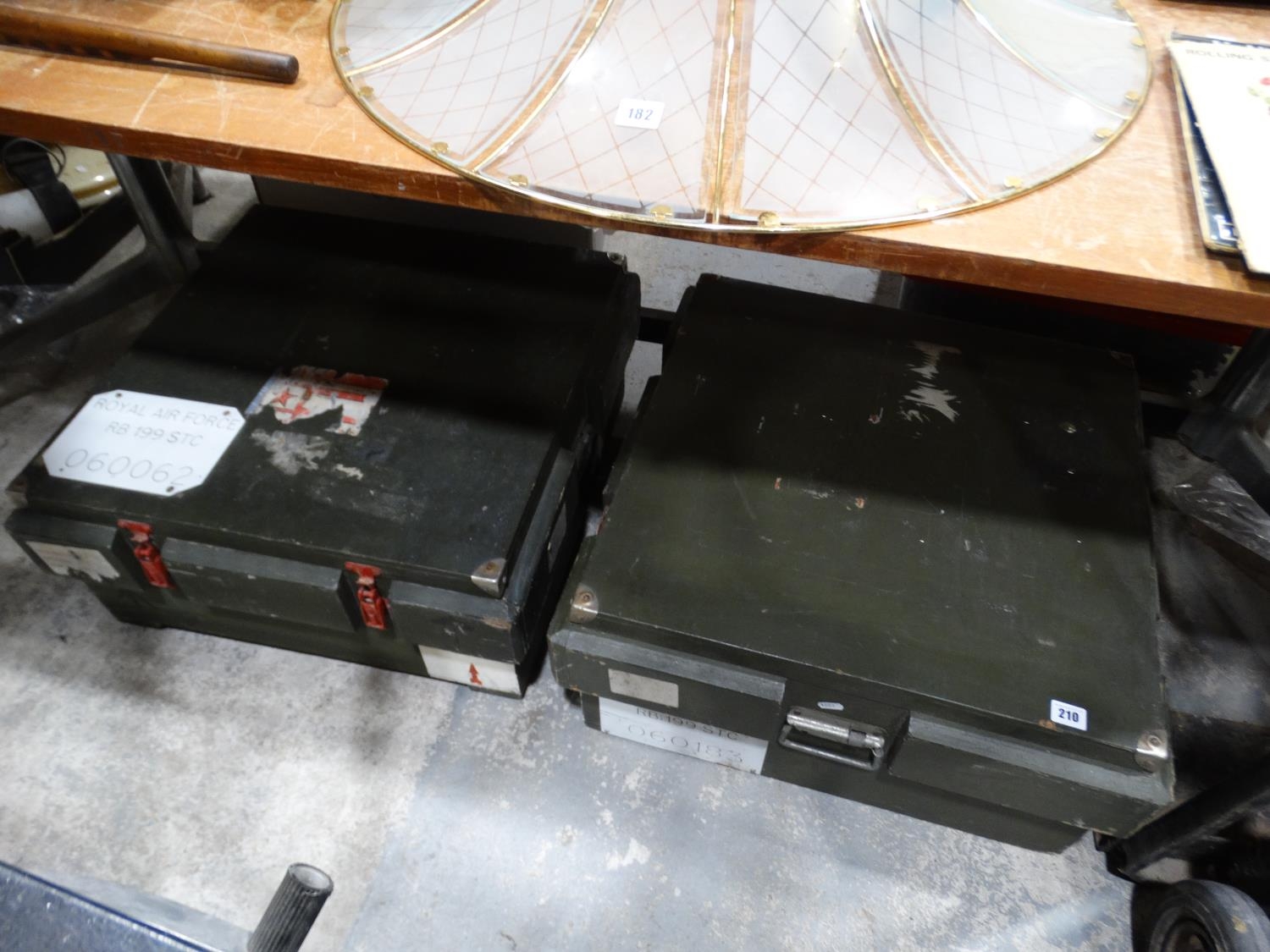 Two Vintage RAF Wooden Storage Boxes