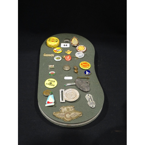 A Board Of Vintage Pin Badges