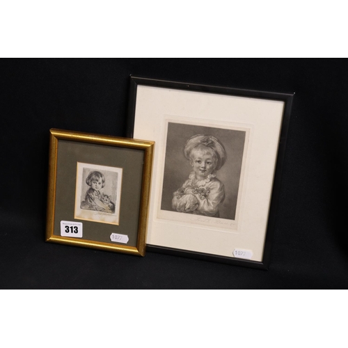Fred E Ball, A Black & White Engraving Of A Child, Together With A ...