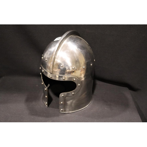 A Reproduction Of A 15thc Barbute Steel Helmet