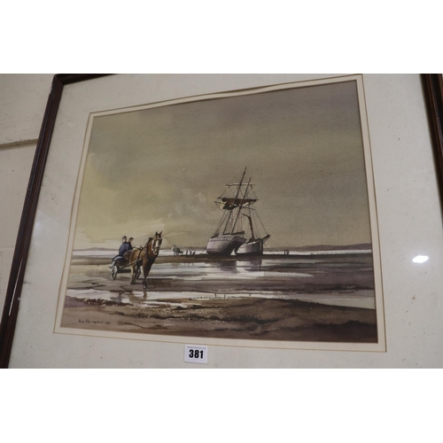 Alan Kirkpatrick Watercolour Beach Scene