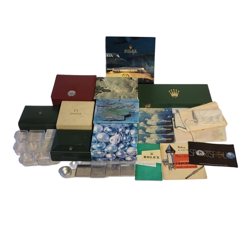 ROLEX, A COLLECTION OF VINTAGE WRISTWATCH BOXES AND EPHEMERA Comprising ...