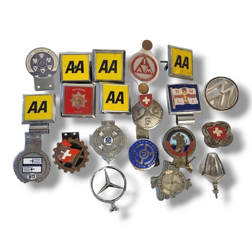 A COLLECTION OF VINTAGE CHROME AND ENAMEL CAR BADGES To include ...