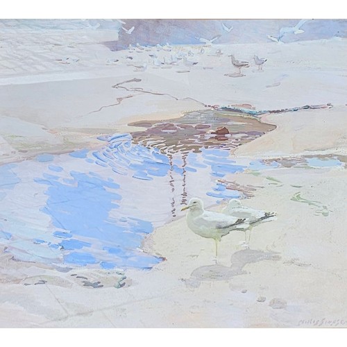 CHARLES WALTER SIMPSON,1885-1971, A GOUACHE ON BOARD LANDSCAPE beach ...