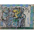 MARTIN FULLER, B. 1943, AN ABSTRACT WATERCOLOUR PORTRAIT titled ‘Mask ...