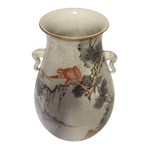 A LARGE CHINESE PORCELAIN ‘MONKEY’ VASE Monkey stealing berries with ...