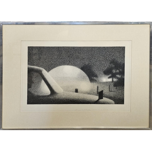 MICHAEL BUHLER, 1940 - 2009, A BLACK AND WHITE ‘UFO SIGHTING’ PENCIL ON ...
