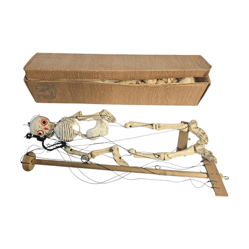AN ORIGINAL MID CENTURY PELHAM PUPPET, SKELETON JOEY in original faux ...
