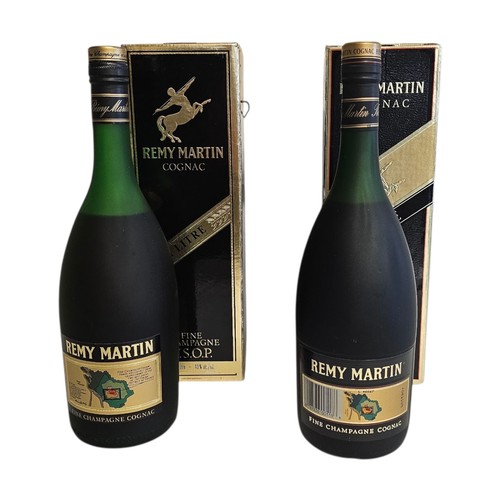 REMY MARTIN, TWO BOTTLES OF VINTAGE COGNAC Gold label one litre bottles ...
