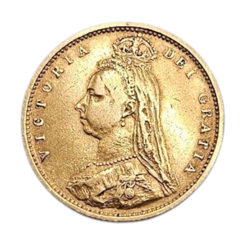 A VICTORIAN 22CT GOLD HALF SOVEREIGN COIN, DATED 1890 Having a veiled ...