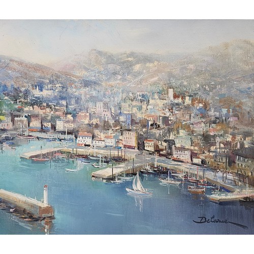 LUCIAN DELARUE, 1925 - 2011, FRENCH, OIL ON CANVAS Titled ‘The Port of ...