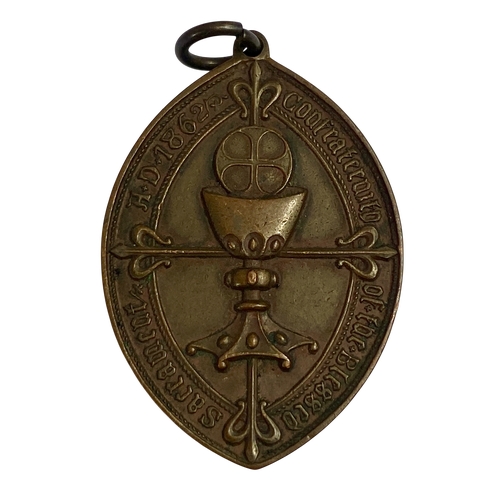 Antique Bronze 1862 Holy medal ‘Oh lamb of God who taketh away the sins ...