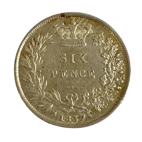 William IV Silver Sixpence 1837 in High grade