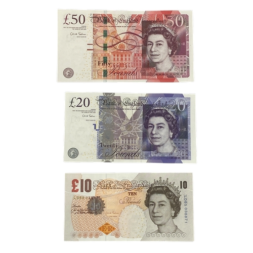 Bank of England £50, £20 and £10 Banknotes, Cashier Salmon, £80 Face Value
