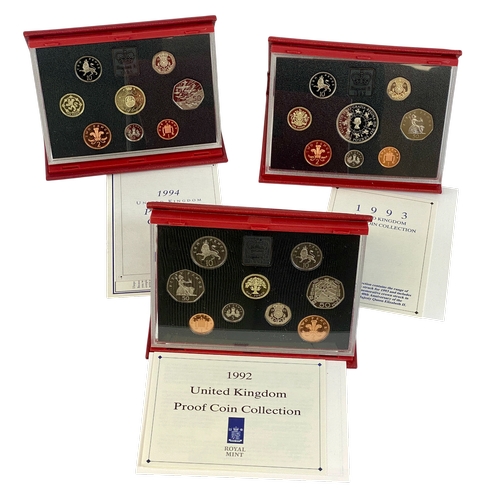 Group of 3 Royal Mint Deluxe proof Sets in Red Leather Cases with COAS ...