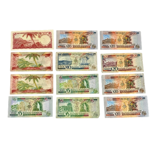 East Caribbean central bank Banknotes: $1 x2, $5 x3, $10 and $20 x5 ...