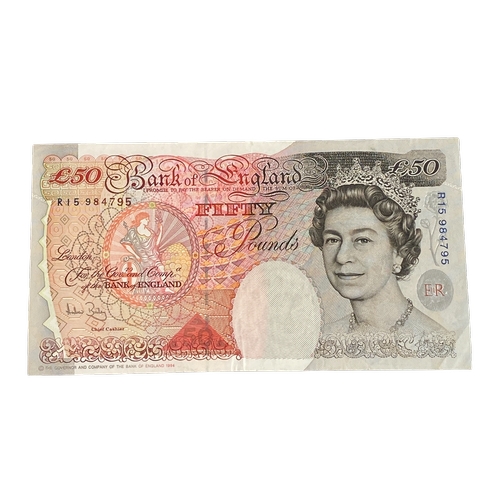 Bank of England Vintage £50 Note. Cashier Bailey