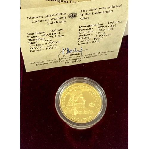 Lithuania 100 Litas 2000 Rulers of Lithuania - Vytautas the Great. 999. ...