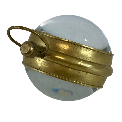 Unique Spherical skeleton face brass desk clock/ paperweight. Height 3 ...