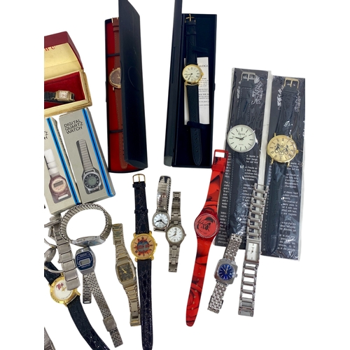 A selection of watches including digital. A cased choice watch, 8 x ...