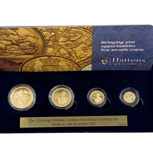 The 2024 King's Birthday Carolean Gold De-Luxe Sovereign Set. Cased ...