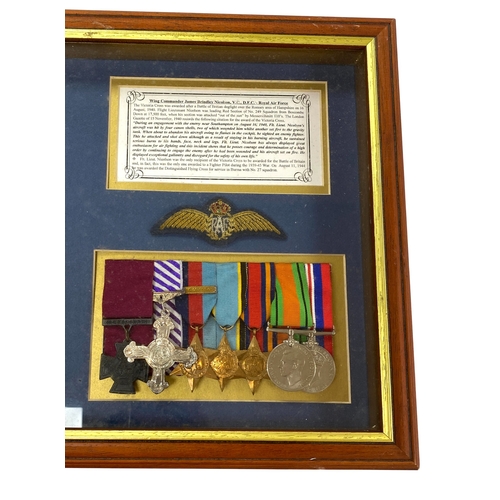 A framed memorial to wing Commander James Brindley Nicolson. V.C, DFC ...