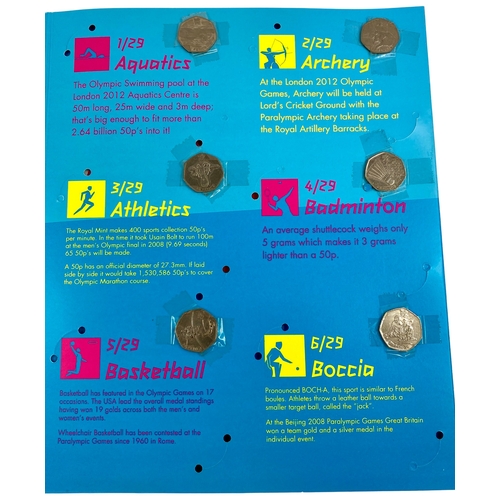 London 2012 50p Sports Collection. Complete set plus completer medal in ...