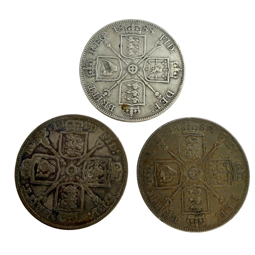 Victoria Silver Double florins: 1888 with inverted 1, 1888 and 1890 ...