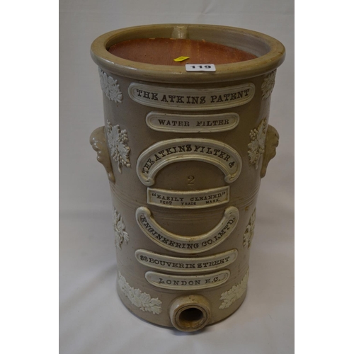 19TH CENTURY "THE ATKINS PATENT WATER FILTER" (2 GALLON)