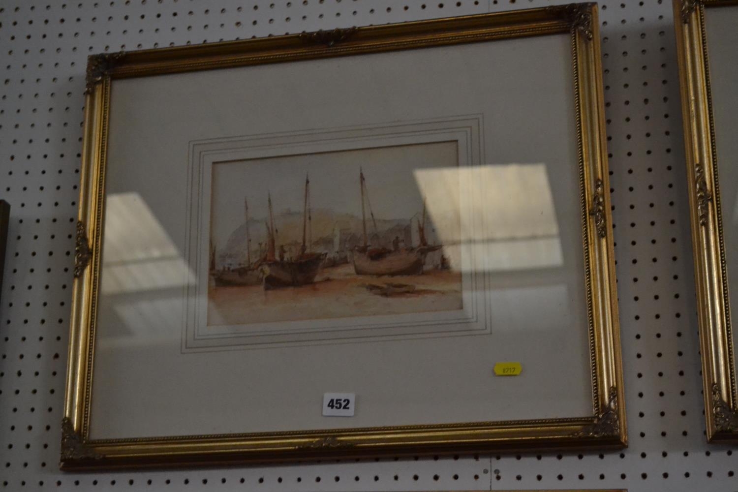 19TH CENTURY "FISHING BOATS WAITING FOR HIGH TIDE" BY ADMIRAL JAMES ...