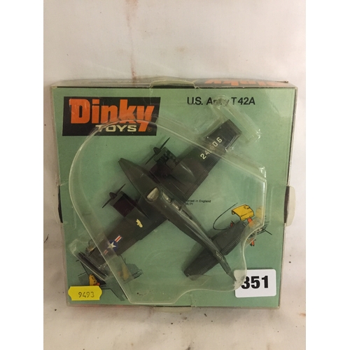 ORIGINAL VINTAGE DINKY TOY NO.712 US ARMY T42A AEROPLANE
