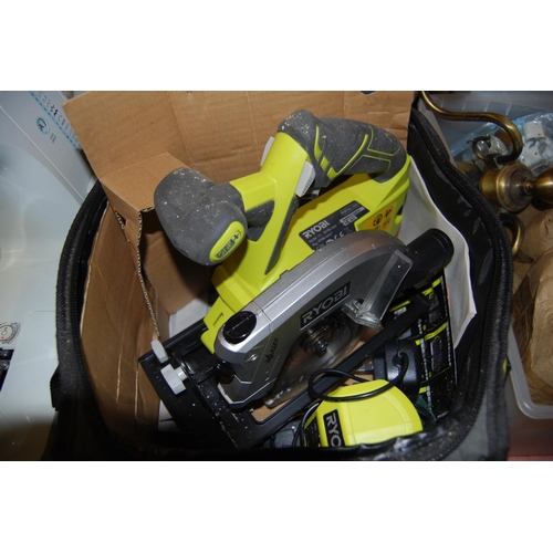 RYOBI CORDLESS CIRCULAR HAND SAW WITH BATTERY AND CHARGER (RWSL 1801)