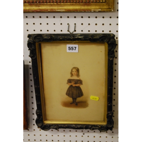 19TH CENTURY WATERCOLOUR OF "GIRL HOLDING A PURSE" SIGNED CELIA BOYLE 1854